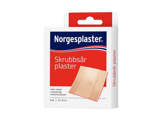 Plaster NORGESPLASTER Skrubbsår 8x10cm - 10 pakk – Norplay AS